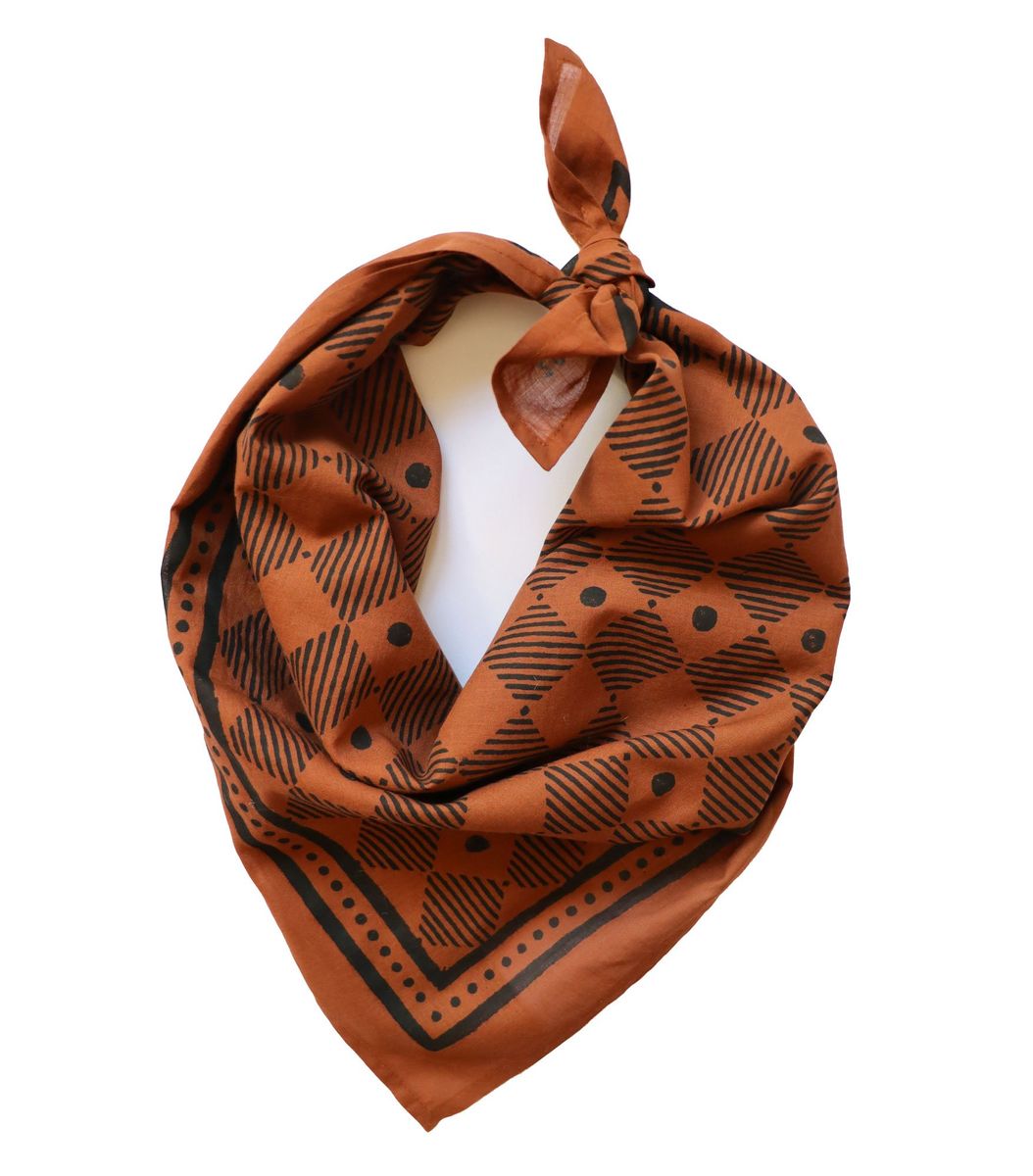 Arlo Bandana in Rust - Sunday Monday – Hand block printed textiles for ...
