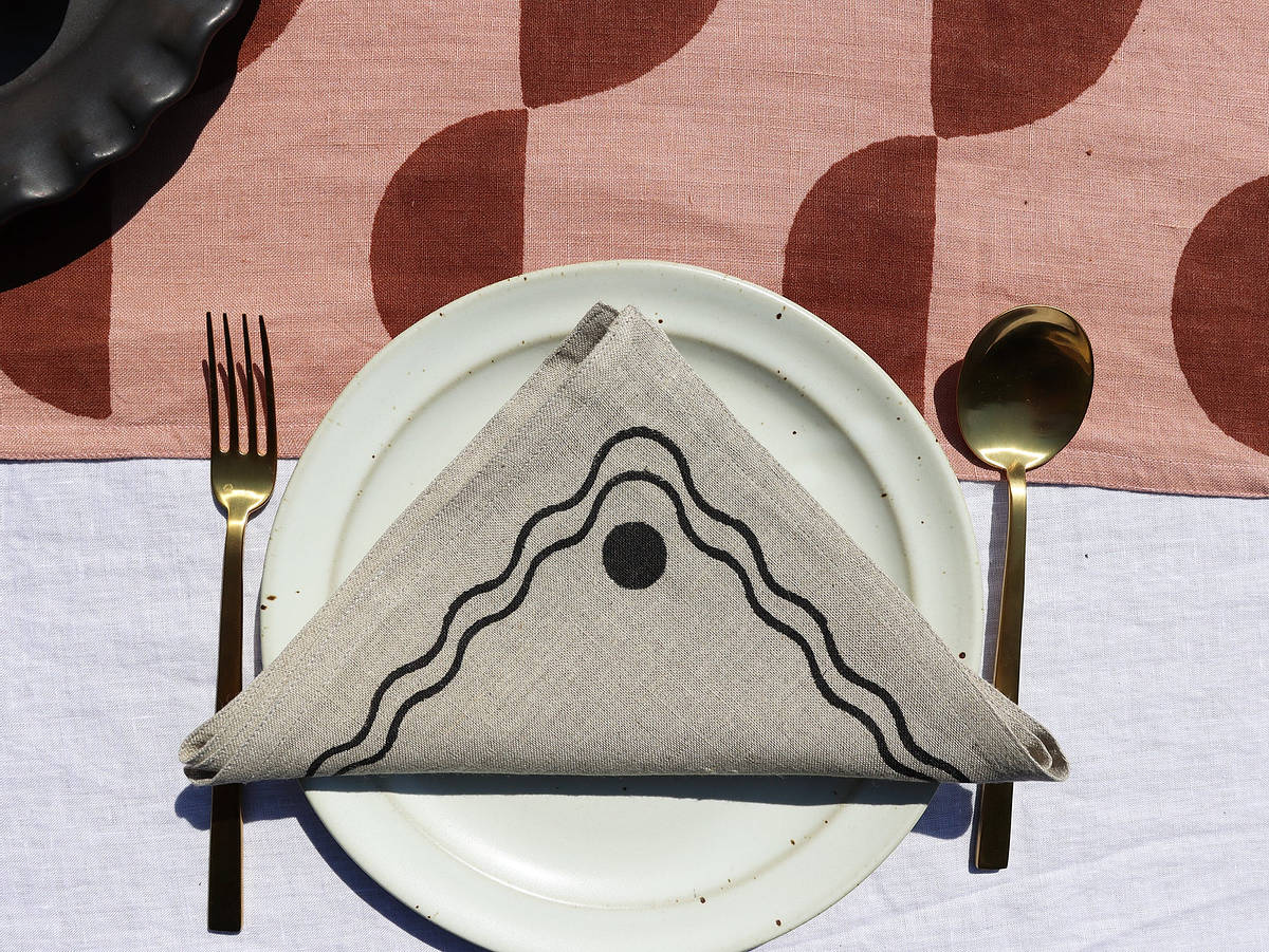 Palace Napkin in Stone — Set of 2 - Sunday Monday – Hand block printed ...